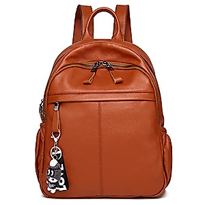 Wesccimo Genuine Leather Backpack Purse For Women Large Travel Bag Fashion Backpack Anti Theft Designer Satchel Brown