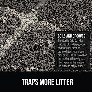 The Original Gorilla Grip Water Resistant Cat Litter Box Trapping Mat 35x23, Easy Clean, Textured Backing, Traps Mess, Cleaner Floors, Less Waste, Stays in Place for Cats, Soft on Paws, Charcoal
