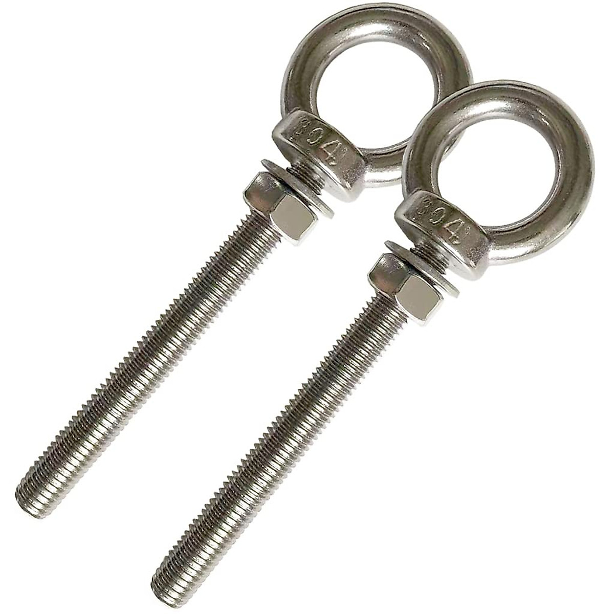 HYXXYY Stainless Steel Eye Bolt, 2pack M10 Shoulder Eye Bolts 3/8" X 4"with Nuts and Washer Thread Lifting Ring Eyebolt