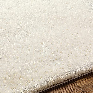 Hauteloom Heavenly Solid Shag Area Rug for Living Room Bedroom - High Pile Fluffy Carpet - Soft Shaggy Cozy Plush Rug - Cream, Off White, Ivory, Light Beige - 6'7" x 9'