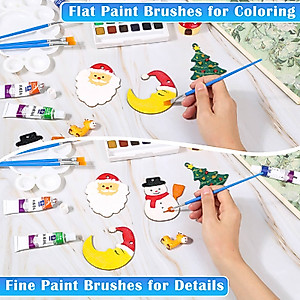 Small Paint Brushes Bulk, Anezus 50 Pcs Flat Tip Round Acrylic Paint Brushes for Kids Classroom Acrylic Watercolor Canvas Face Painting Touch Up