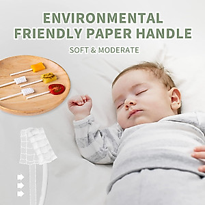 Little Meerkat 42 Pcs Disposable Baby Toothbrush for Infant & Newborn | Milk Stains & Tooth Decay | Baby Tongue Cleaner with FFS & 5-Layer Cotton Swab | 0-12 Month Baby Teething & Oral Care Cleaner