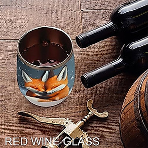Snowy Fox Insulated Tumbler with Lid Stainless Steel Coffee Mug Cute Wine Tea Water Cup White-style
