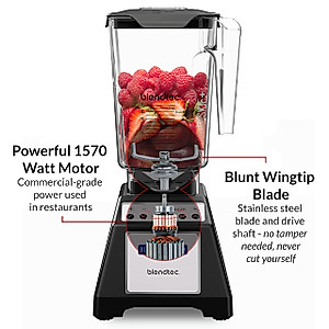 Blendtec Total Classic Original Blender - WildSide+ Jar (90 oz) and Blendtec GO™ Travel Bottle (34 oz) BUNDLE - Professional-Grade Power - 6 Pre-programmed Cycles - 10-speeds - Black