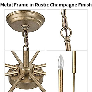 GEPOW Antique Gold Chandelier, Modern Dining Room Lighting Fixture, 8-Light Candle Style Hanging Chandelier for Living Room, Bedroom, Kitchen Island, Foyer, Dia 27”