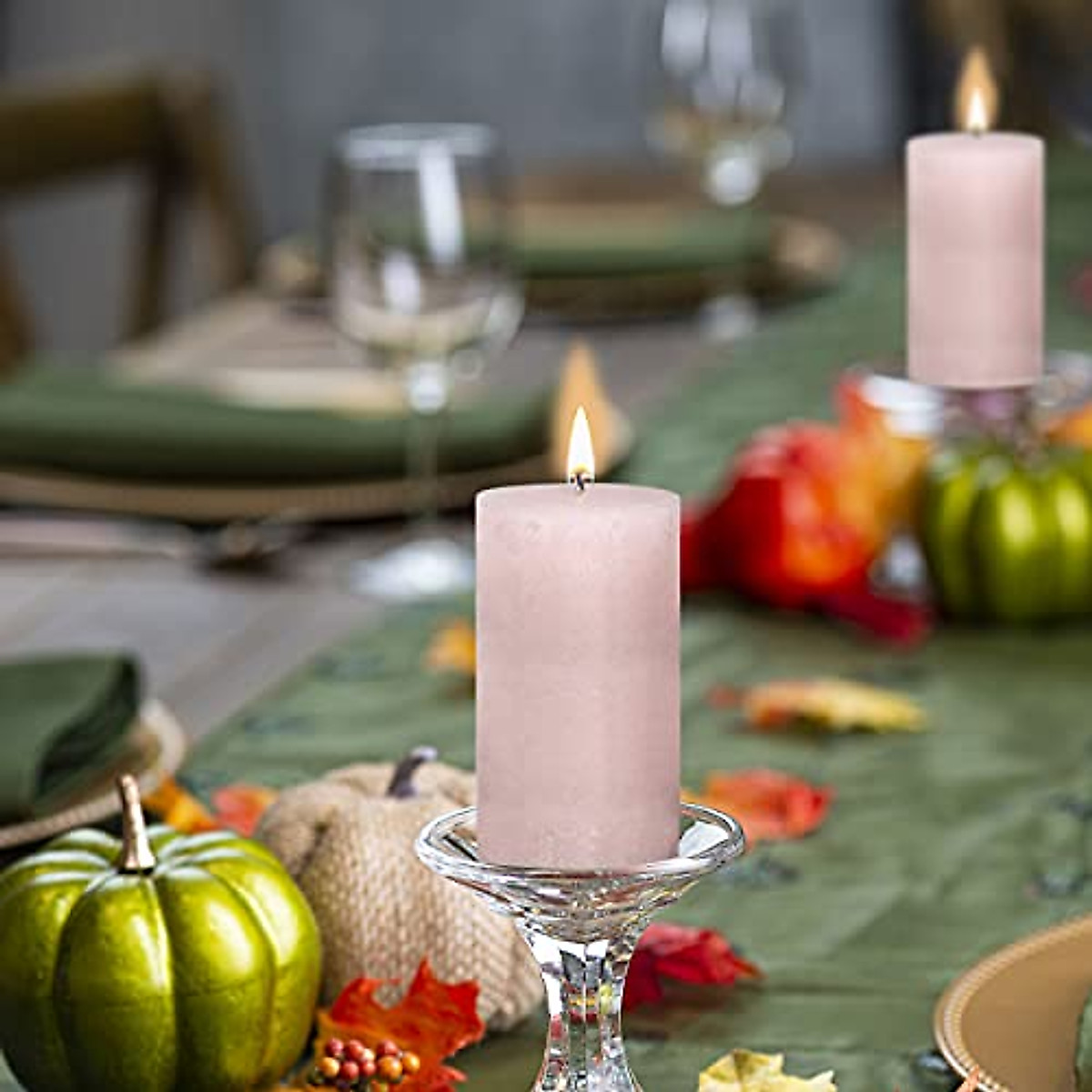 BOLSIUS Rustic Soft Pink Unscented Pillar Candles - 2.75" X 3.25" Decoration Candles Set of 3 - Clean Burning Dripless Dinner Candles for Wedding & Home Décor Party Restaurant Spa- Approx. (80x68m)