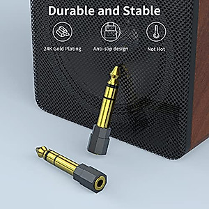 2 Pack 6.35mm 1/4 Male to 3.5mm 1/8 Female Stereo Headphone Adapter Audio Jack Plug Gold Plated for Speaker Headphone Guitar Digital Piano Amp Adapte (Grey)