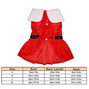 Christmas Dog Dress, Santa Claus Pet Clothes Velvet Skirt, Christmas Outfit Thermal Holiday Girl Puppy Costume, Xmas Holiday Apparel Cute Girl Clothing Red Dresses for Small Medium Dogs Cats(M)