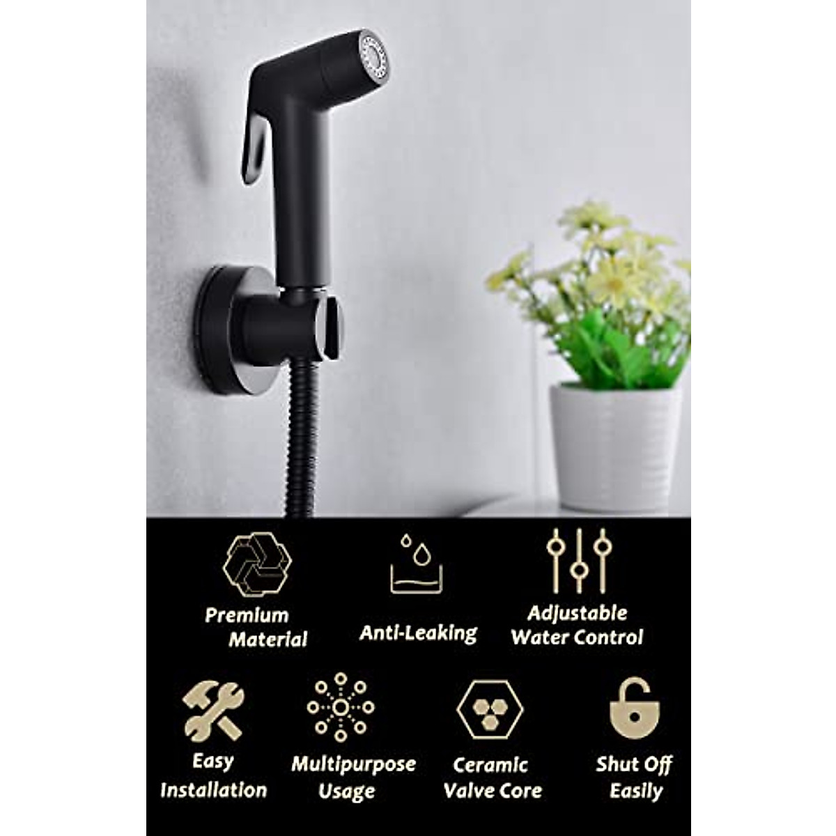 Handheld Bidet Sprayer for Toilet Kit (Black) - 4-Mode Shattaf Bidet Sprayer with Bidet Hose, Adjustable Water Pressure Cloth Diaper Sprayer,Toilet Bidet Attachment Sprayer for Personal Hygiene