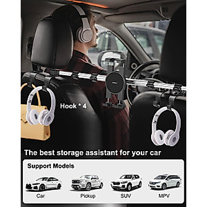 woleyi Car Headrest Tablet Holder Mount - [Anti Shake & Stretchable] Tablet Holder Back Seat for Car Between Kids Stand, for iPad Pro Air Mini, Galaxy Tab, Kindle Fire, Switch, iPhone, 4.7-13" Devices