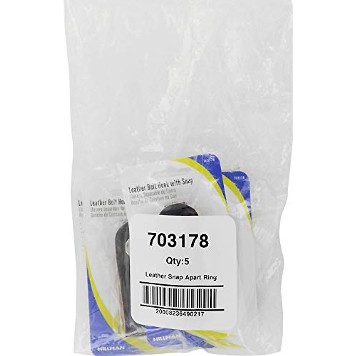 Hillman 703178 Leather Belt Hook with Snap, 5 Pack, Brown