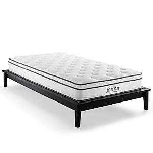 Modway Jenna 8” Innerspring and Memory Foam Narrow Twin Mattress With Individually Encased Coils White