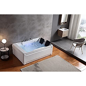 Empava 72-Inch Left Drain Rectangular Alcove Whirlpool Bathtub in White Model 2022