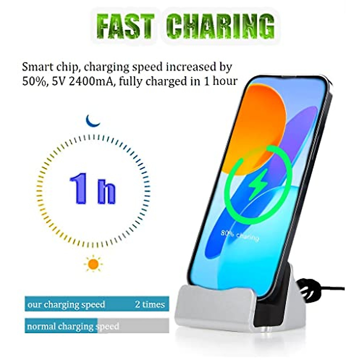 iPhone Charging Dock Station, Bebetter 8-pin Charging Dock Compatible with Apple iPhone 8, iPhone X, iPhone 7/7 Plus 6 6S Plus 5 5S Retail Packaging (Silver)