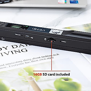 Portable Scanner iSCAN 900 DPI A4 Document Scanner Handheld for Business, Photo, Picture, Receipts, Books, JPG/PDF Format Selection, with 16G SD Card