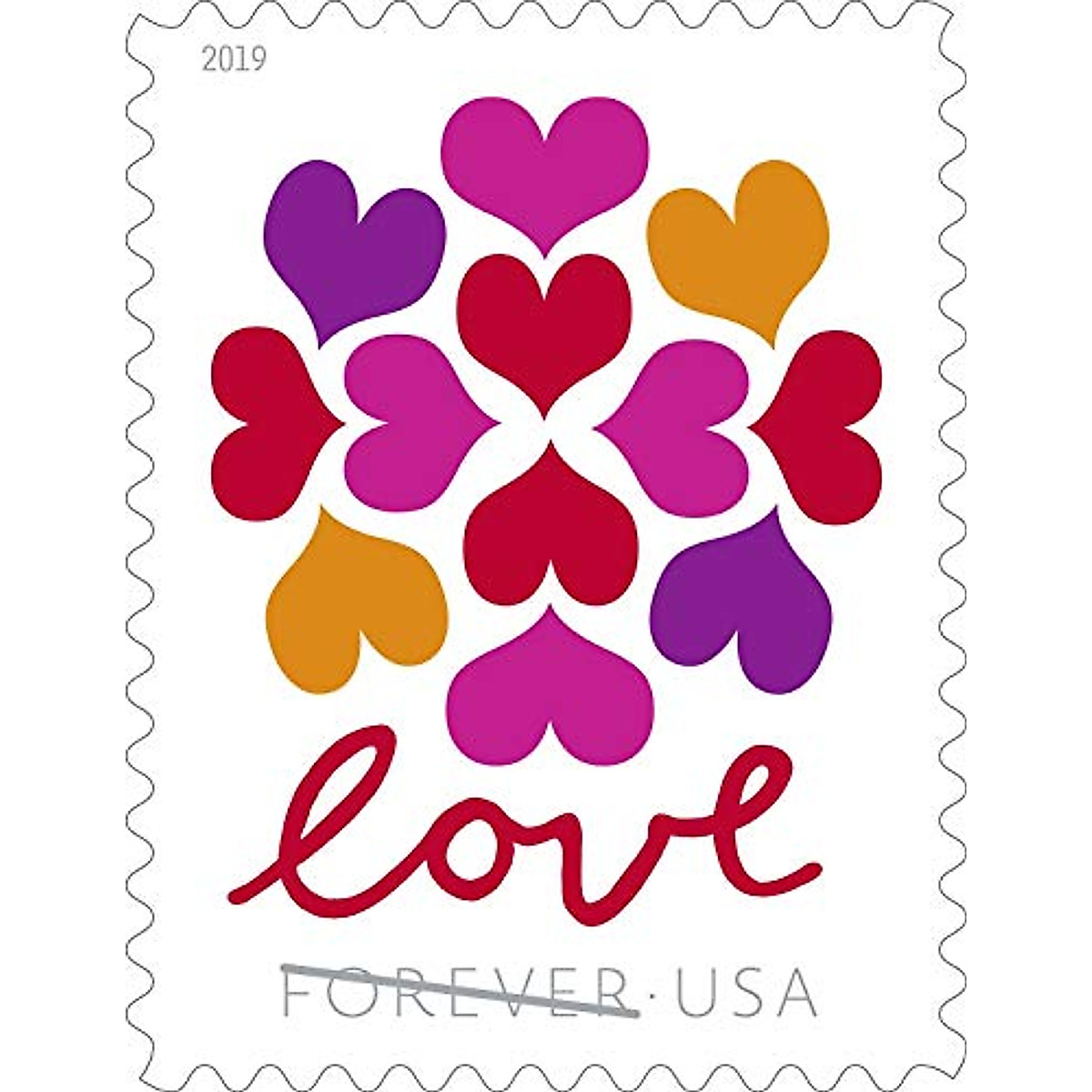 Business Envelope with 2019 Releases Hearts Blossom Postage Stamps (1 Booklet - 20 Stamps)