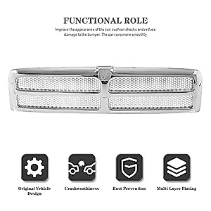 CarPartsDepot Grille Grill Chrome Honeycomb Mesh Insert Compatible With 1994-2002 DODGE Ram 1500 Ram 2500 Ram 3500 Pickup Truck Fits CH1200178 55055252
