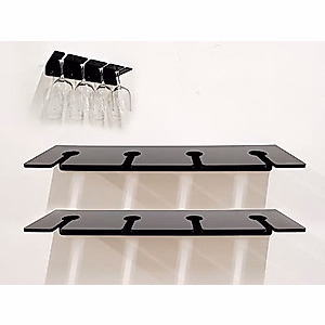 WANLIAN Wine Glass Holder(Pack of 2), Wall Mounted Acrylic Wine Glass Holder, Wine Glass Holder for Reception Party, Party Wine Glass Holder, Kitchen Tableware Storage Rack (Black)