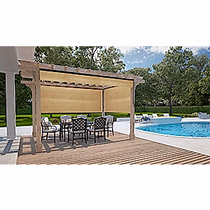 Shatex Garden Shade Fabric Adjustable Vertical Side Wall Panel for Patio/Pergola/Window 6x5ft Wheat