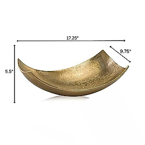 Modern Day Accents 3533 Cucha Large Scoop Gold Bowl, Shiny, Aluminum, Tabletop, Accent Piece, Centerpiece, Fruit Bowl, Fruit Holder, Potpourri Bowl Home Office or Room Decor 17.25"L x 9.75"W x 5.5"H