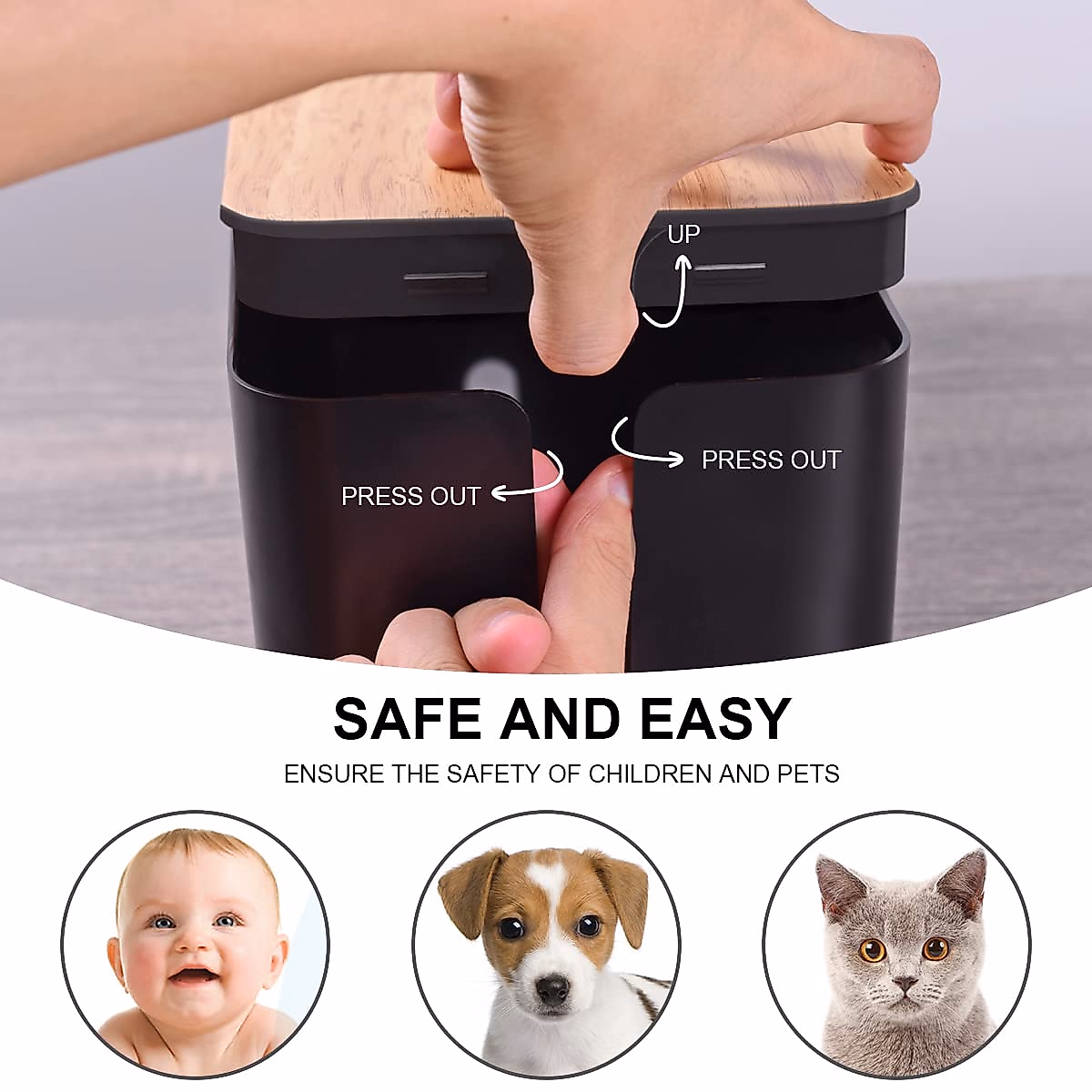 Cable Management Box, 2 Pack Large & Medium Bamboo Style Cable Organizer Box with 17 PCS Cable Management Set, Cord Organizer Box to Hide Surge Protector on Desk or Floor (Black)