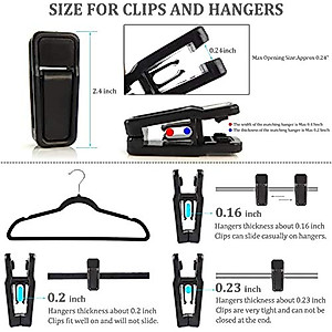 FLOLATIDIA Standard Hanger Clips,Clothes Pins Plastic Finger Clips for Flocked Garment Trouser Slim-line Velvet Hanger-Removable (Black, 20)