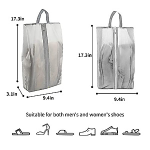 Creechwa Shoe Bags for Travel, Waterproof Shoe Storage Packing Organizer with Zipper and Handle, Translucent Shoe Pouch for Women and Men (Grey 3 PCS)