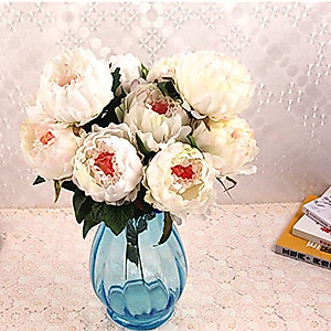 HoveBeaty Artificial Peony Silk Flowers Bouquet Home Wedding Decoration, 1 Pack, 5 Heads(Pink)