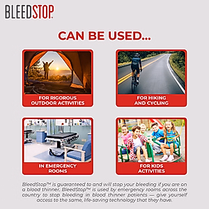 BleedStop™ First Aid Powder for Blood Clotting, Trauma Kit, Blood Thinner Patients, Camping Safety, and Survival Equipment for Moderate to Severe Bleeding Wounds or Nosebleeds - 4 (20g) Pouches