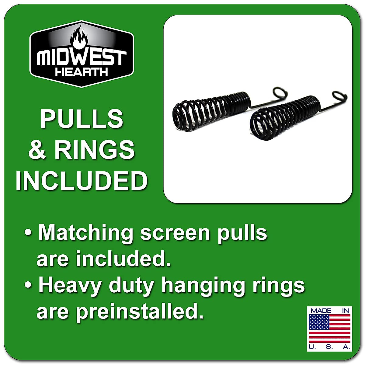 Midwest Hearth Fireplace Screen Mesh Curtain 22" High (Made in USA) Two 24" Wide Panels (Black)