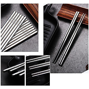 Stainless Steel Chopsticks, Non-slip Chopsticks Mirror Polished Chopsticks, Chinese Style Tableware Kitchen Accessories(19cm-4 pair with no mark)