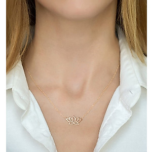 Tasiso 14K Gold Lotus Flower Necklace for Women Dainty Meditation Symbol Lotus Pendant Yoga Necklace Minimal Everyday Jewelry Gift