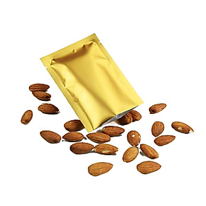 200PCS Matte Gold Metallic Foil Open Top Mylar Bags Smell Proof Heat Seal Packaging Bags 9x13cm (3.5x5.1")