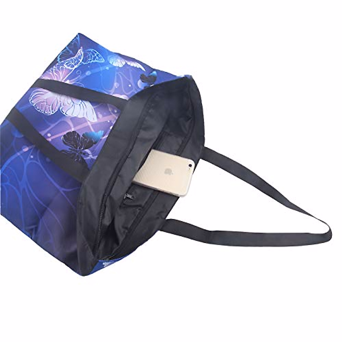 Tote Bags Travel Beach Totes Bag Shopping Zippered for Women Foldable Waterproof Overnight Handbag (Flying butterfly)