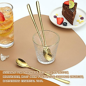 Long Handle Spoon 9.5 Inch Iced Cream Spoons Tea Spoon Coffee Stirrers Ice Spoon Stainless Steel Cocktail Stirring Spoons Dessert Milkshake Teaspoons Set of 6 (Gold)