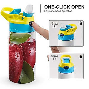 Stainless Steel Water Bottles Red Apple Fruit Travel Water Cups with Handle And Silicone Straw Drinking Cup with Leak Proof Lid Thermo Travel Mug for Women Men