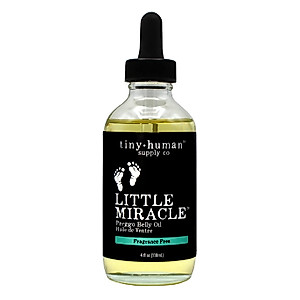 Tiny Human Supply Co Little Miracle Preggo Belly Oil (Fragrance Free) for Pregnancy Stretch Marks and Itching