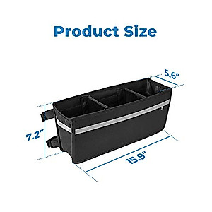 ISSYAUTO Walker Basket, Strap Mount Walker Cup Drink Holder with Two Split Board, Foldable Walker Storage Bag, Best Gift for Family and Friends - Black (Not Fit Rollator Walkers)