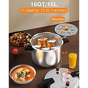 WantJoin 16 Quart Pressure Canner & Cooke - Commercial Aluminum Canner with Gauge & Pressure Regulator on the Stove Top, Induction Compatible Pressure Cooker Pot, Multi Pressure Levels, Easy Locking