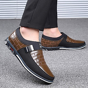COSIDRAM Men Casual Shoes Sneakers Loafers Walking Shoes Lightweight Driving Business Office Slip on Brown 9.5