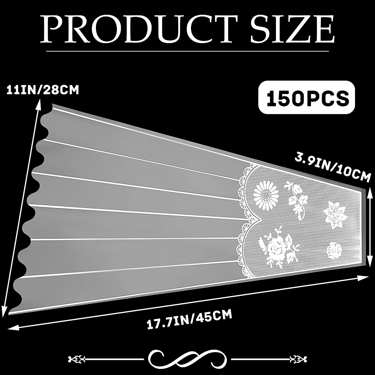 150 Pieces Flower Bouquet Bag Plastic Wrapping Bags Clear Floral Bouquet Sleeve with Strip and Lace Decor Disposable Cellophane Sleeves Transparent Flower Bouquet Packaging Bags for Wedding, Birthday