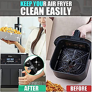 Silicone Air Fryer Liners For Ninja Foodi Dual Dz201 Dz401, Reusable Air Fryer Silicone Basket With Heat-proof Gloves, Food Grade air Fryer Silicone Pot For Ninja Foodi, Heat Non-stick Easy To Clean