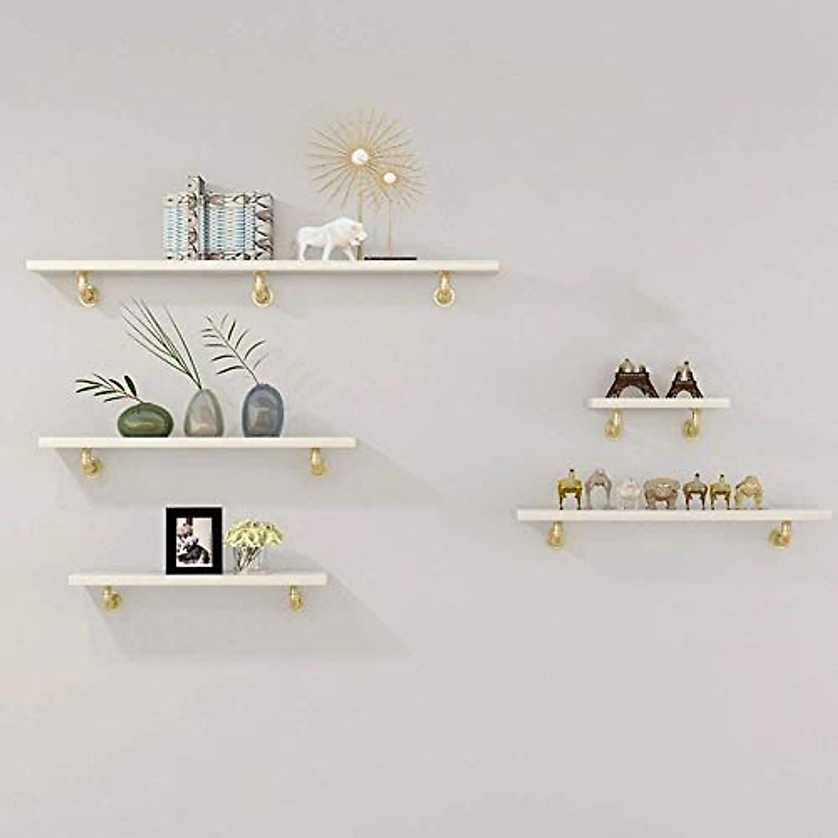 PIBM Stylish Simplicity Shelf Wall Mounted Floating Rack Shelves Industrial Wind Water Pipe Metal Solid Wood Show Bookshelf Kitchen Bathroom Store,7 Sizes, a , 40X20CM