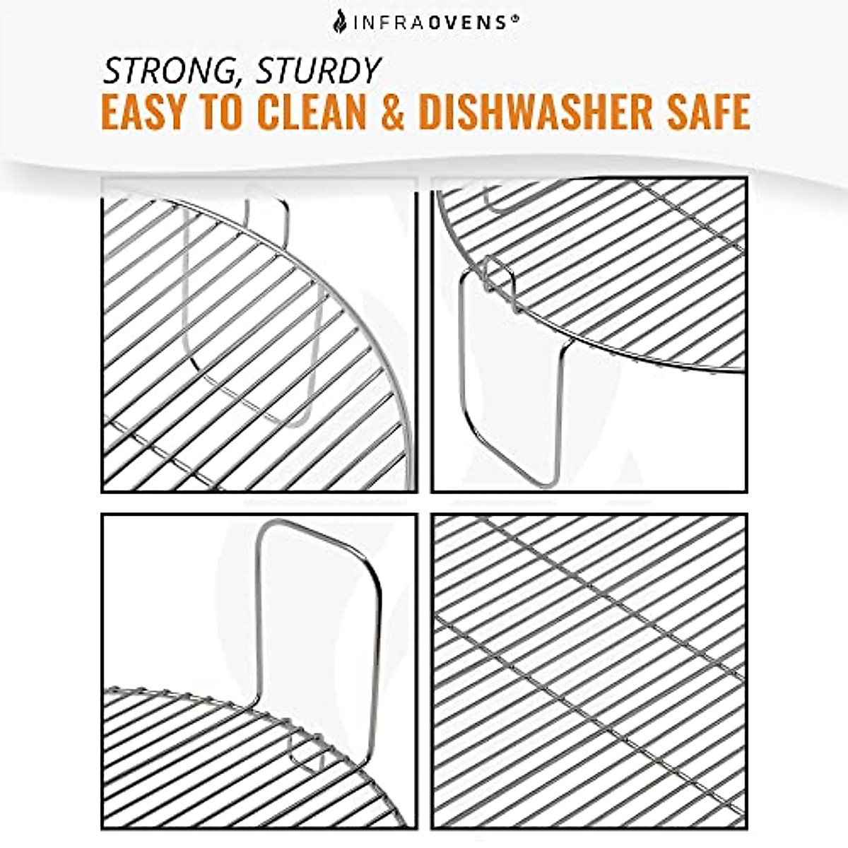 4 inch Stainless Steel Grill Rack Compatible with NuWave® Oven Pro, Primo, NutriChef, Black Decker | Reversible Grate Accessory for Cooking, Baking, Cooling in Infrared Kitchen Convection Toaster Oven