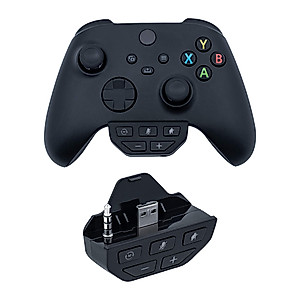 Mcbazel Headset Adapter for Xbox Series X/S, Stereo Headset Audio Adapter with Volume Adjustment for Xbox One with 3.5mm Jack Controllers/Xbox One S/Xbox Series X & S Controllers - Black
