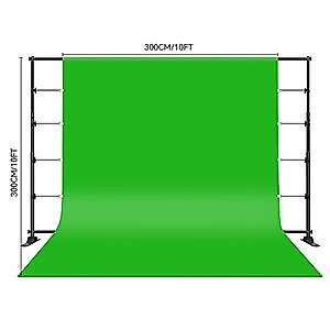 10x10 Ft Green Screen Background for Photography, Soft Pure Chromokey Backdrop Greenscreen Background Sheet for Zoom, Cotton Fabric with 8 Clips for Photography Studio Video Games