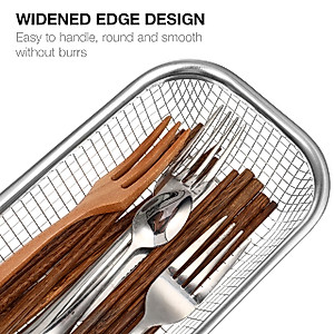 Cabilock Dishwasher Silverware Cutlery Basket Stainless Steel Flatware Drying Rack Countertop Utensil Holder Caddy Silver A