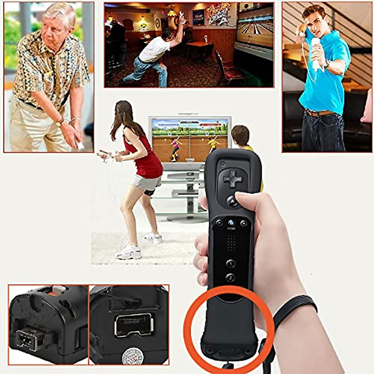DERCLIVE Remote Motion Plus Sensor Controller Adapter + Silicone Case for Wii