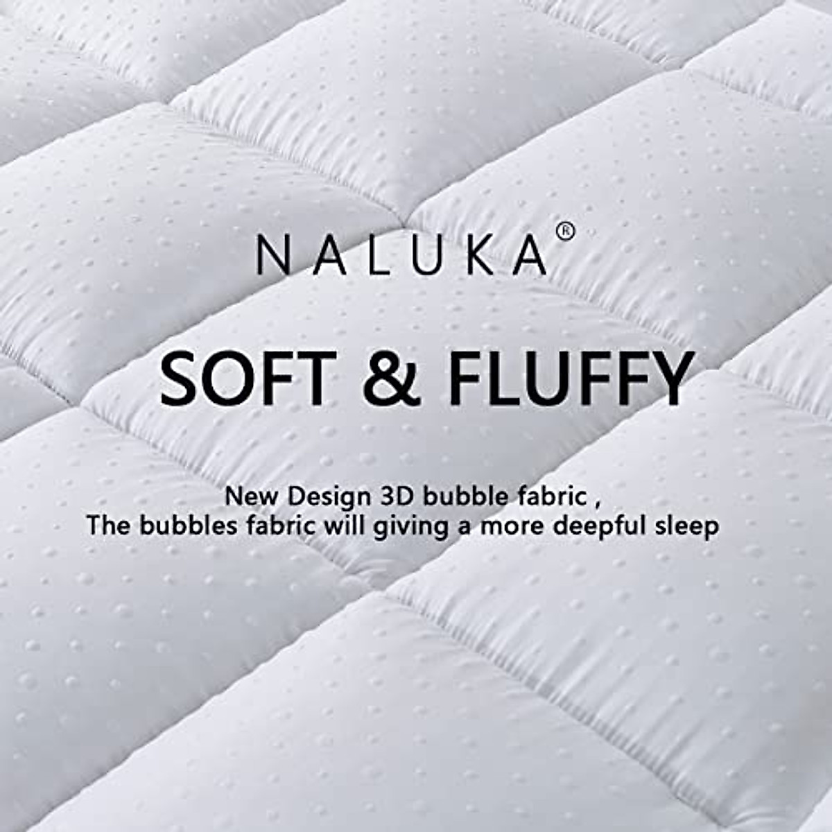 NALUKA Mattress Topper Full Size, Cooling Extra Thick Breathable Mattress Pad, 3D Bubble Soft Quilted Fabric Mattress Cover with 1200 GSM 3D Down Alternative Fill (8-21”Deep Pocket)