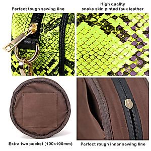 by you Women Fashion Snakeskin Pattern Small Round Cellphone Crossbody Purse Shoulder Bag Belt Bag Adjustable Strap (Round Snake Print - Neon Yellow)